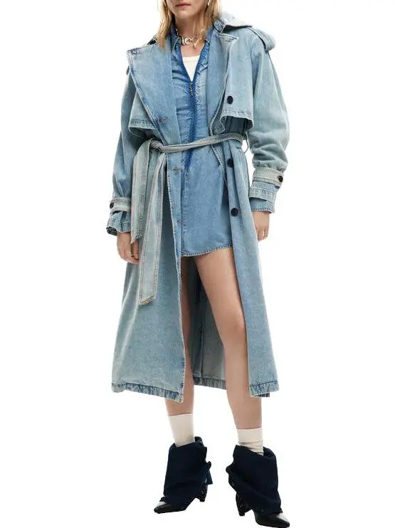 Desigual Denim Trench Coat - Light Blue