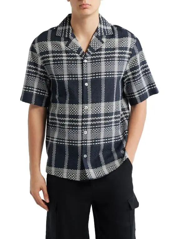 KROST Plaid Cotton Camp Shirt - Dark Navy