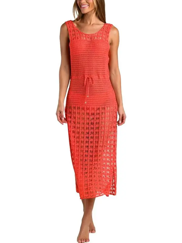 SUNSHINE 79 Crochet Cover-up Maxi Dress - Shocking Orange
