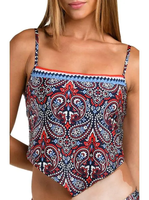 SUNSHINE 79 Americana Paisley Tankini Top - Blue/red Multi