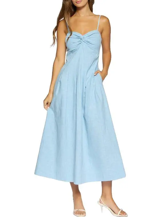 LOST + WANDER Linen And Cotton Dress - Light Blue