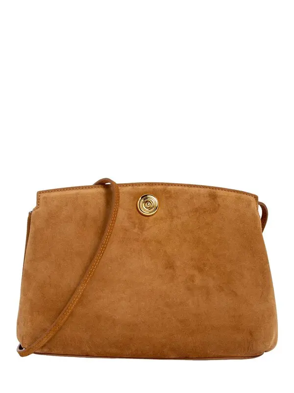 LIFFNER Large Pushlock Suede Clutch - Saddle Brown
