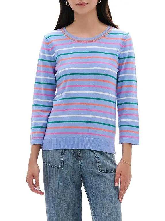 HATLEY Stripe Embroidered Cotton T-shirt - Purple