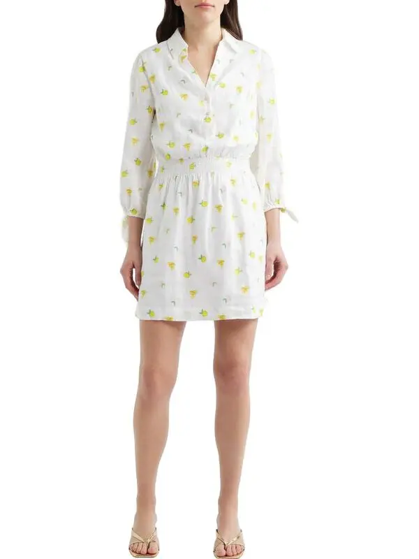 Lilly Pulitzer® Abralynn Linen Shirtdress - Pink Muse Lemon Bee Half Drop