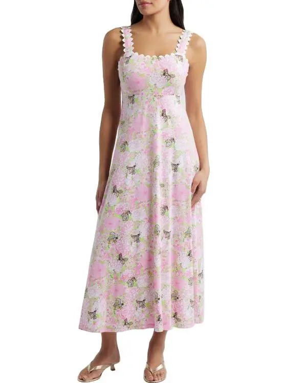 Lilly Pulitzer® Dwyer Floral Print Sleeveless Dress - Pistachio Macaron Bees Knees
