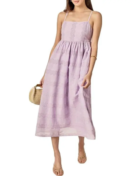 English Factory Embroidered Sleeveless Chiffon Midi Dress - Lilac