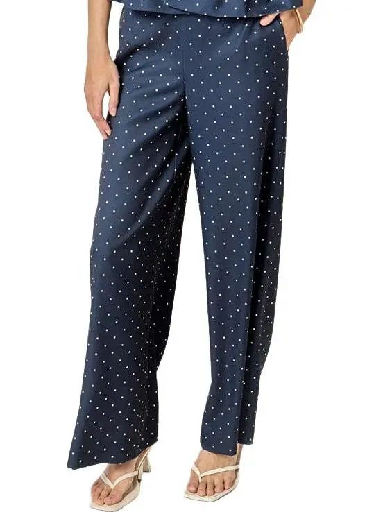 English Factory Polka Dot Wide Leg Pants - Navy
