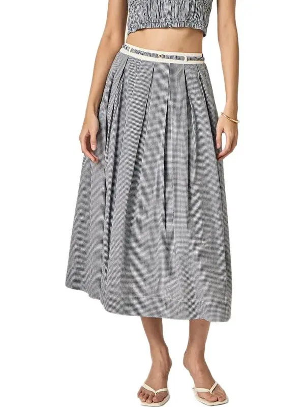English Factory Colorblock Plaid Maxi Skirt - Blue