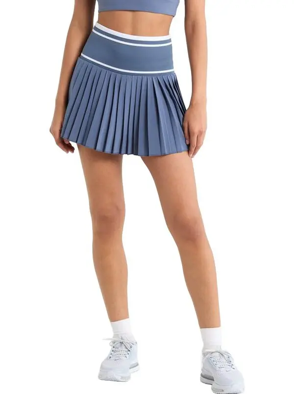 Zella Mixed Media Pleated Sport Skort - Blue Vintage