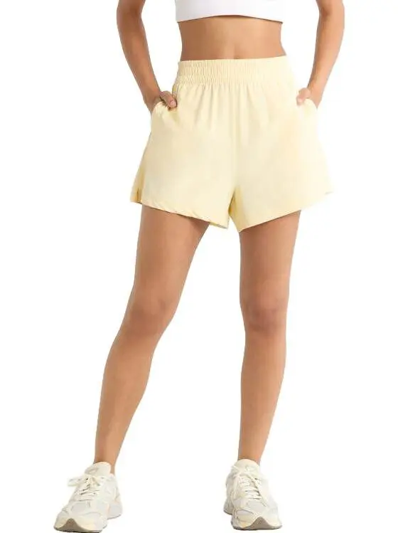 Zella Atlas High Waist Daily Shorts - Yellow Flan