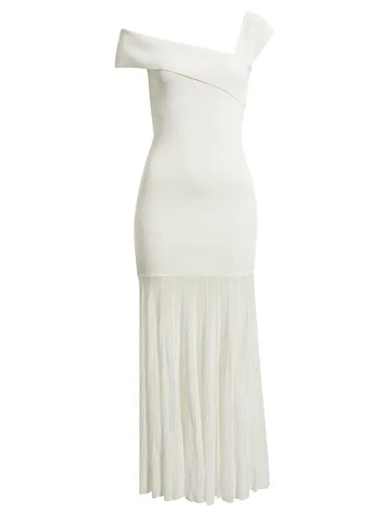 Line & Dot Rowan One-shoulder Knit Maxi Dress - White