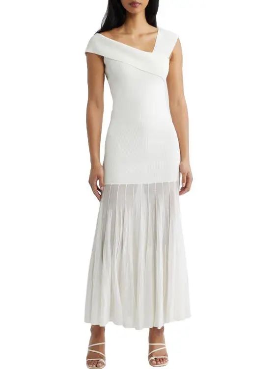 Line & Dot Rowan One-shoulder Knit Maxi Dress - White