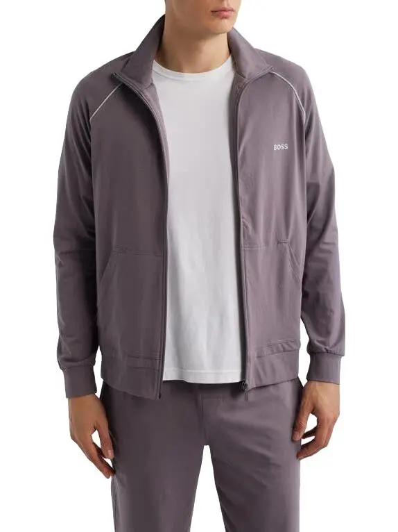 BOSS Cotton Knit Zip-up Jacket - Medium Purple