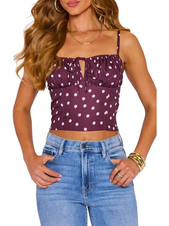 VICI Polka Dot Crop Tank - Chocolate/pink