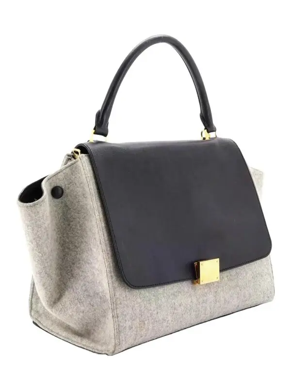 Celine Trapeze Leather And Felt Satchel Medium - Grey
