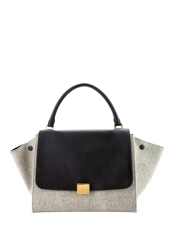 Celine Trapeze Leather And Felt Satchel Medium - Grey