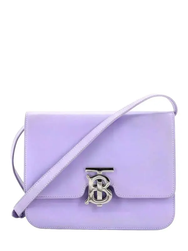 Burberry Tb Flap Leather Crossbody Bag Small - Purple