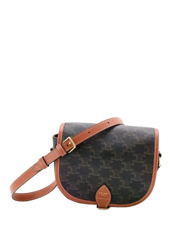 Celine Folco Triomphe Coated Canvas Medium Crossbody Bag - Brown