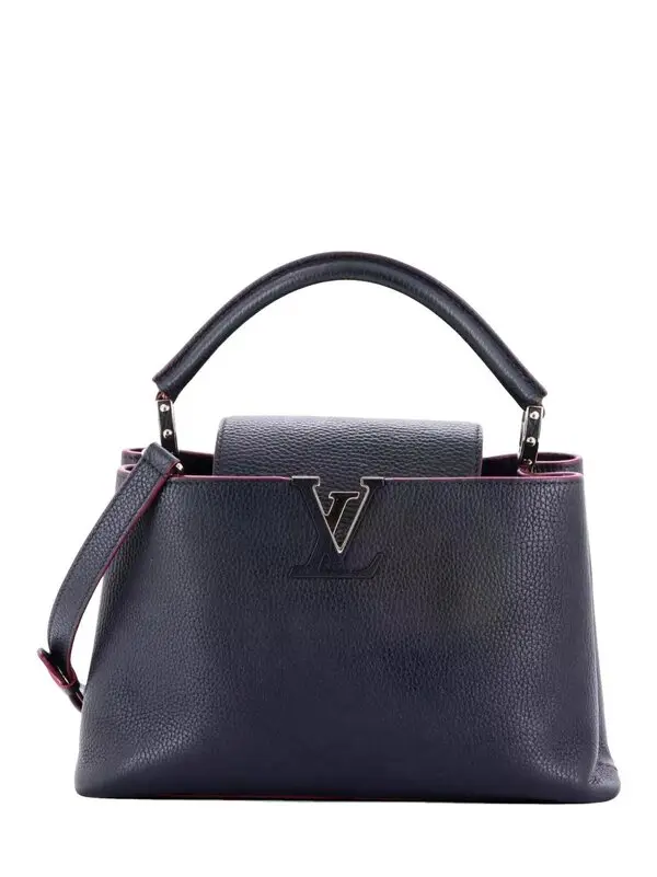 LOUIS VUITTON Capucines Leather Pm Satchel - Black