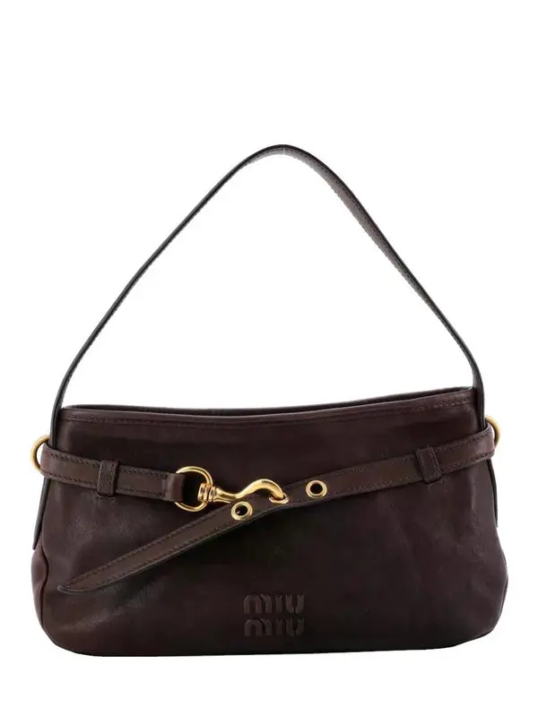 Miu Miu Aventure Leather Hobo Bag - Brown