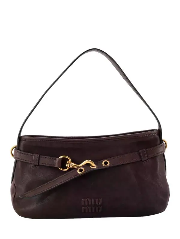 Miu Miu Aventure Leather Hobo Bag - Brown