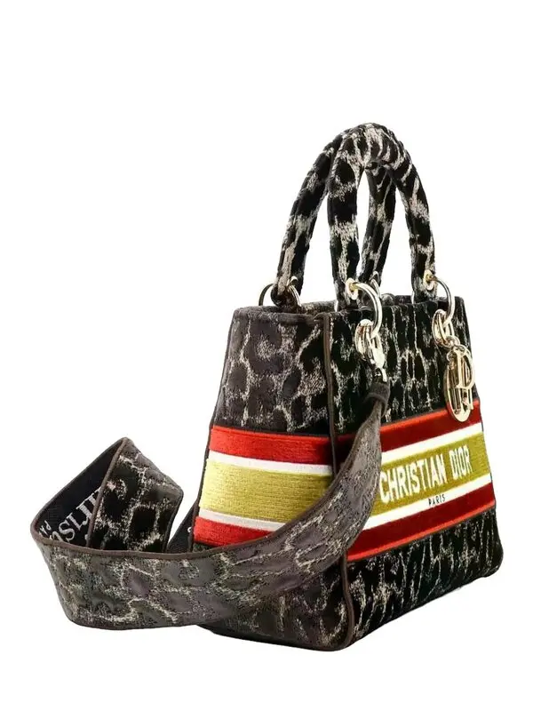 Dior Lady D-lite Mizza Embroidered Velvet Medium Tote Bag - Brown