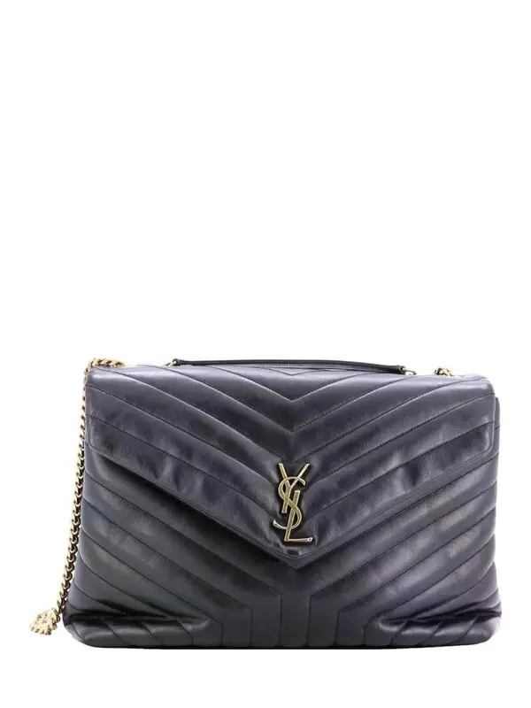 Saint Laurent Loulou Matelasse Chevron Leather Large Shoulder Bag - Black