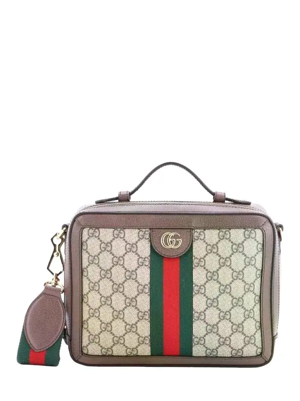 Gucci Ophidia Zip Around Camera Bag Gg Coated Canvas Small - Brown