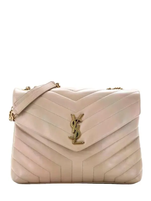 Saint Laurent Loulou Matelasse Chevron Leather Medium Shoulder Bag - Neutrals
