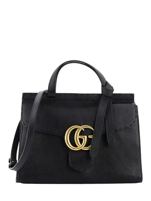 Gucci Gg Marmont Small Top Handle Satchel - Black