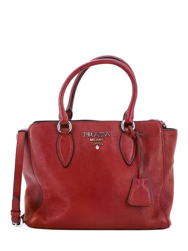 Prada Convertible Vitello Daino Medium Tote Bag - Red