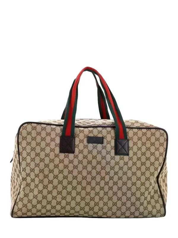 Gucci Web Carry On Duffle Bag Gg Canvas - Brown