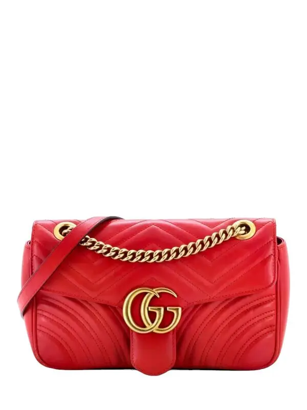 Gucci Gg Marmont Flap Bag Matelasse Leather Small - Red