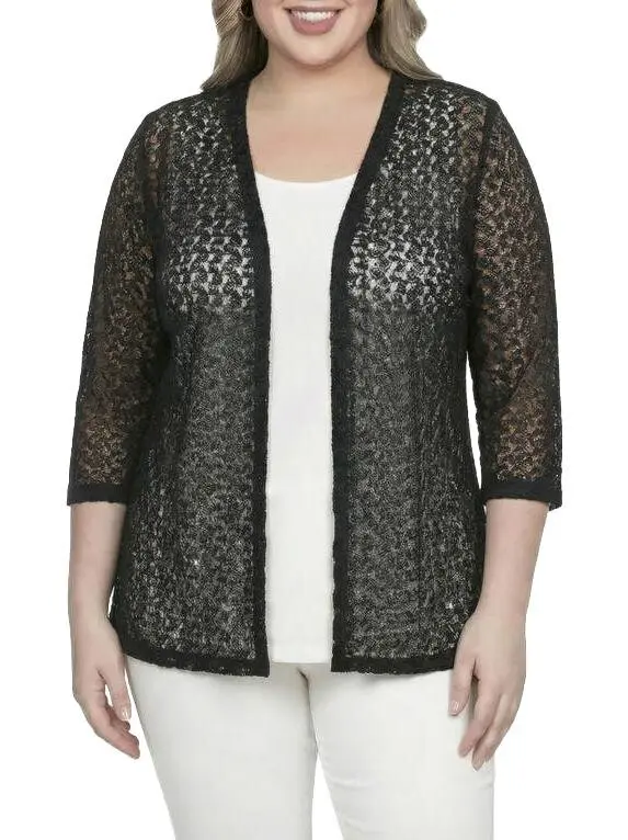 STANDARDS & PRACTICES Lace Open-front Cardigan - Black