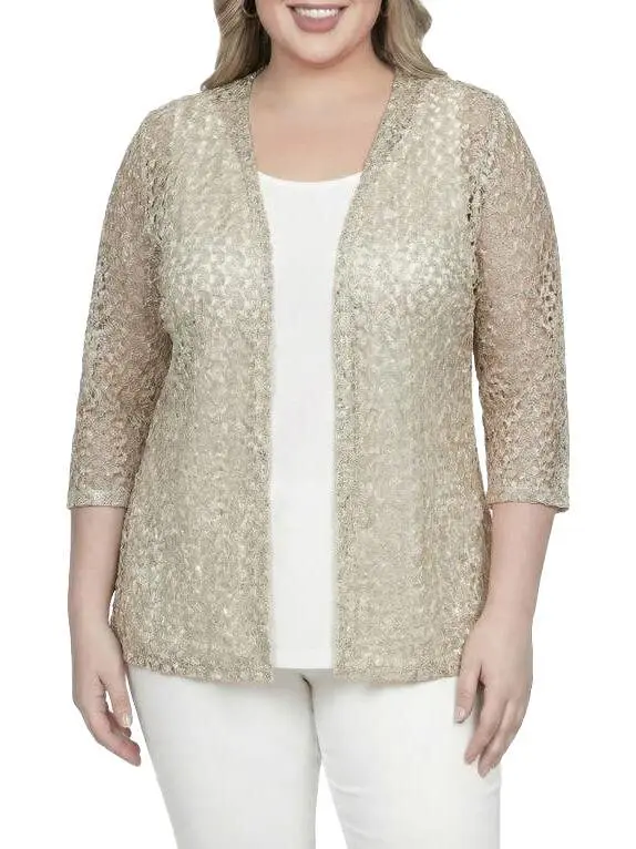 STANDARDS & PRACTICES Lace Open-front Cardigan - Champagne