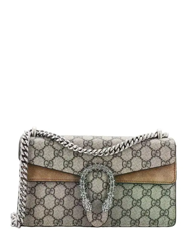 Gucci Dionysus Gg Coated Canvas Small Shoulder Bag With Crystal Embellishment - Brown