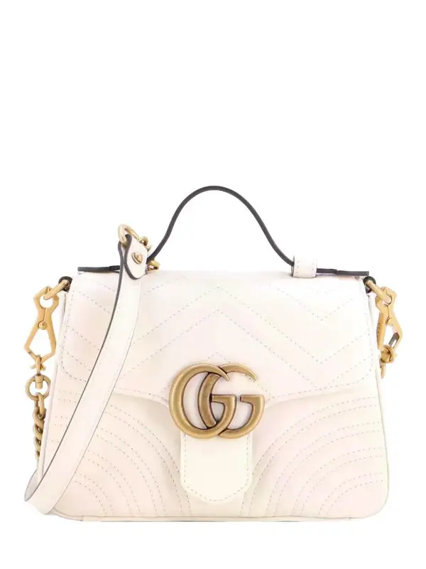 Gucci Gg Marmont Top Handle Flap Mini Satchel - Neutrals