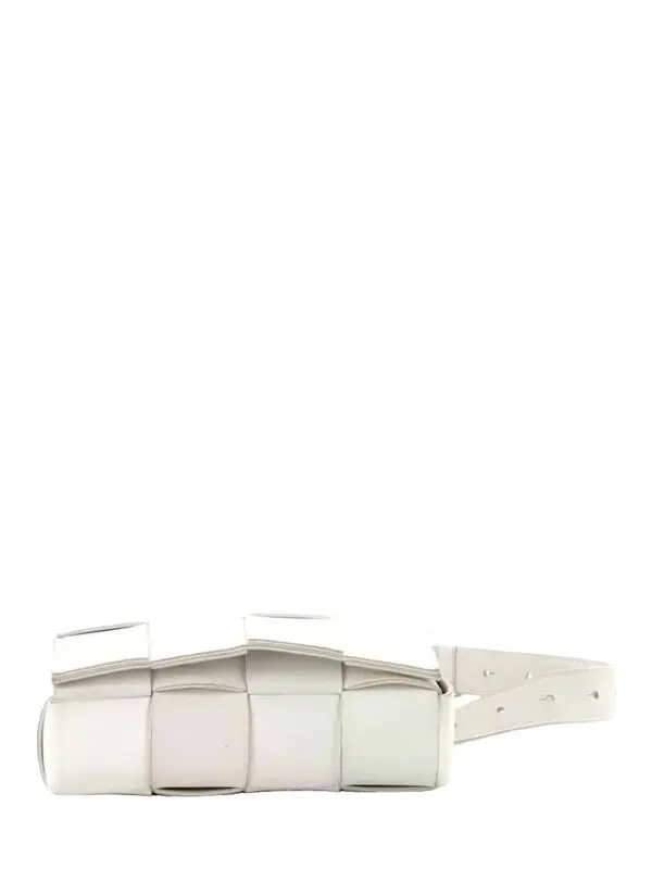 Bottega Veneta Cassette Maxi Intrecciato Leather Belt Bag - White