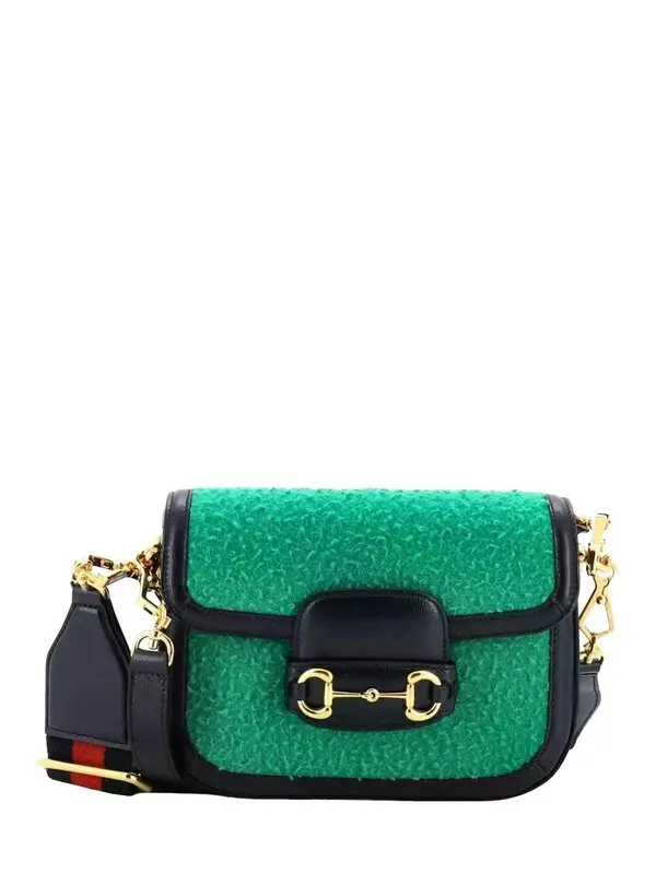 Gucci Horsebit 1955 Wool Mini Crossbody Bag - Green