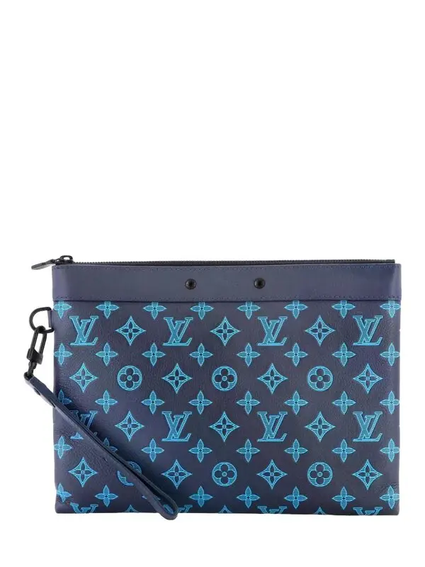 LOUIS VUITTON Pochette To-go Monogram Shadow Leather Clutch - Blue