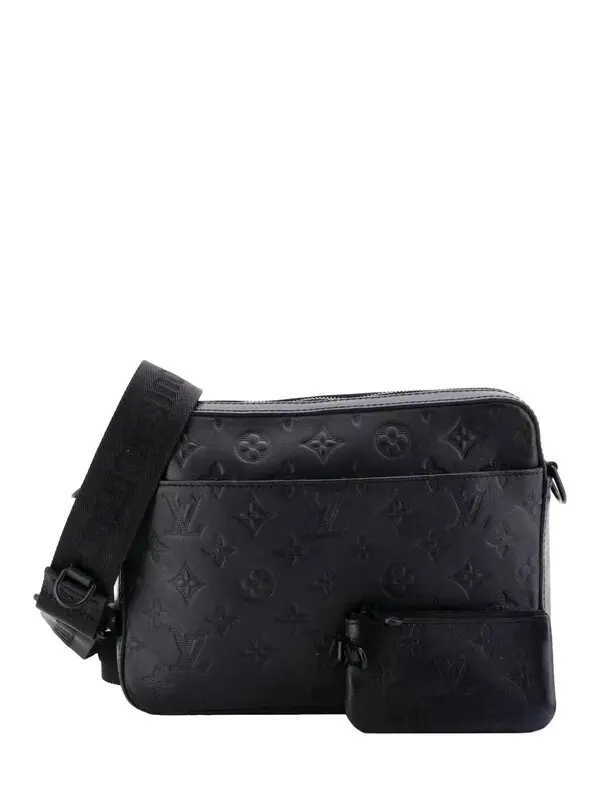 LOUIS VUITTON Duo Messenger Bag Monogram Shadow Leather - Black