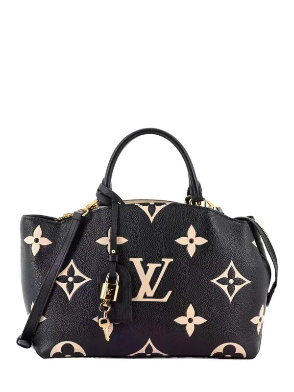 LOUIS VUITTON Petit Palais Handbag Bicolor Monogram Empreinte Giant Satchel - Black
