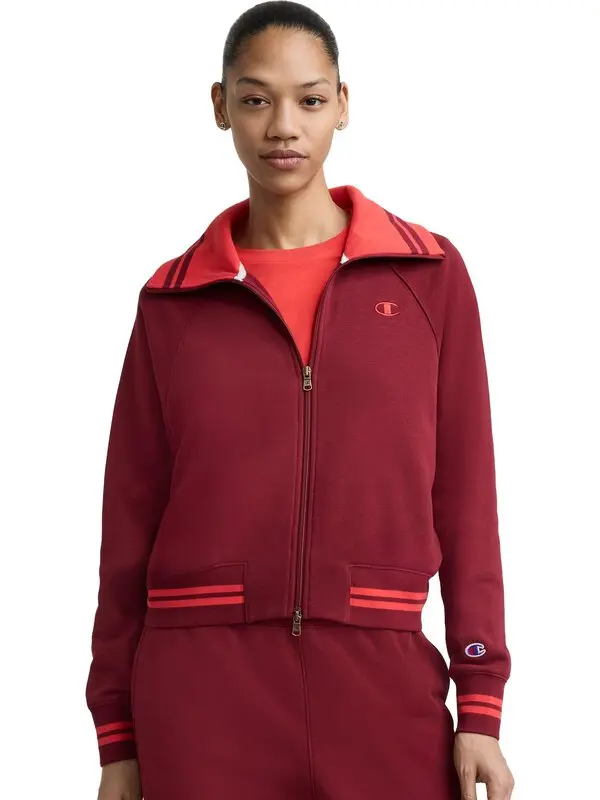 Champion Pitcher Full-zip Mockneck Top - Pomegranate