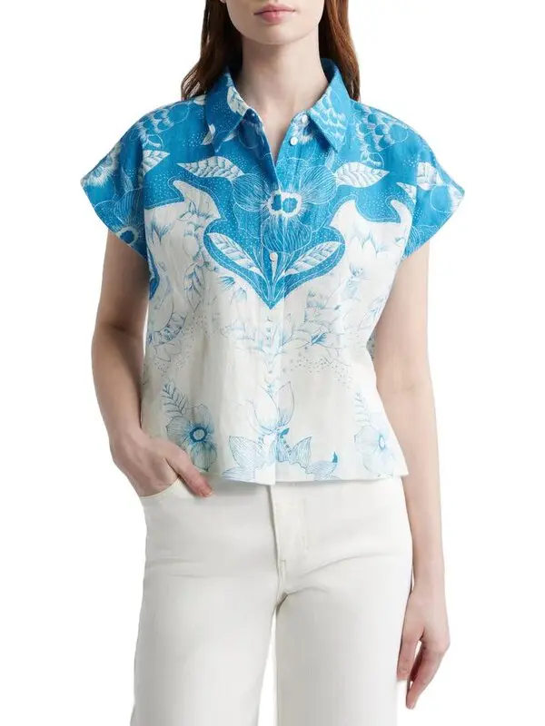 CLEOBELLA Simone Cotton & Linen Button-up Shirt - Celestia Print
