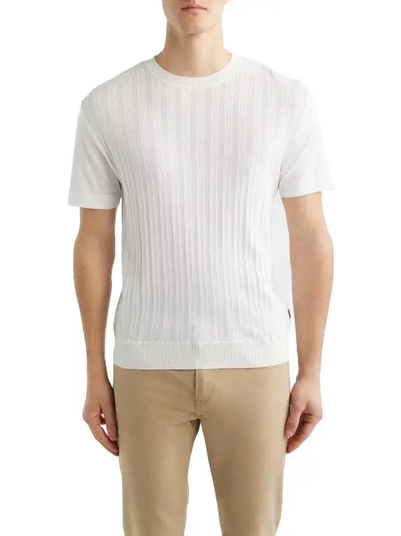 BOSS Tesar Textured Cotton & Silk T-shirt - Open White