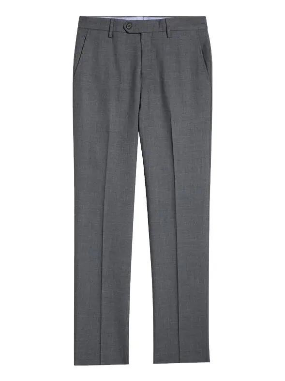 Berle Flat Front Tropical Weight Wool Dress Pants - Banker Gray