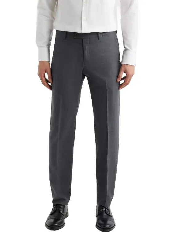 Berle Flat Front Tropical Weight Wool Dress Pants - Banker Gray