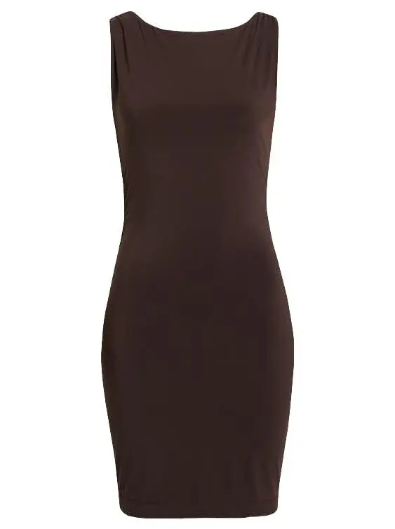 MPG Ruched Sculpt Sleeveless Mini Dress - Java
