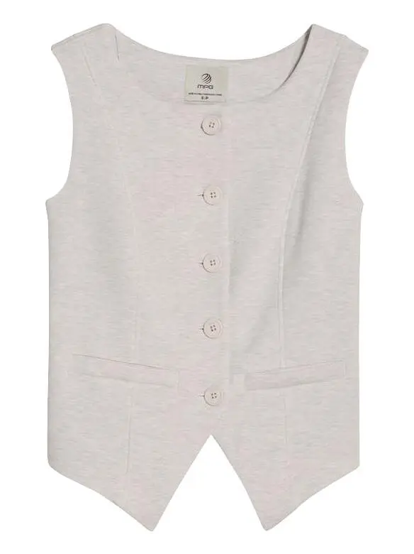 MPG Dreamweave Knit Button Front Vest - Htr Moonbeam