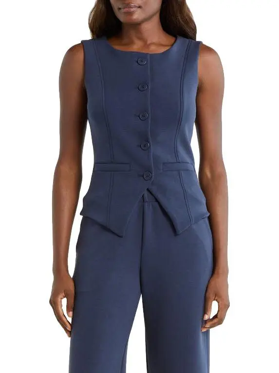 MPG Dreamweave Knit Button Front Vest - Navy Blazer